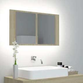 vidaXL LED koupelnová skříňka se zrcadlem 80x12x45cm akryl [804968] Barva: dub sonoma