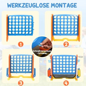 AIYAPLAY 4-v-1 herní set, Čtyři v řadě, výškově nastavitelný, síťová taška, plast, barevný