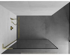 Mexen Kioto L, sprchová zástěna Walk-In 110 x 200 cm, 8mm čiré sklo černý vzor, ​​zlatý lesklý profil, 800-110-103-50-70
