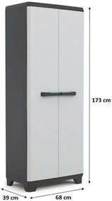 KIS LINEAR UTILITY skříň 68x39x173cm šedá/černá