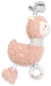NEW BABY edukační hrající plyšová hračka s klipem Lama růžová
