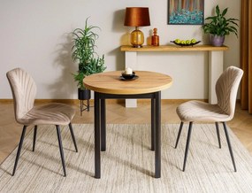 Kulatý jídelní stůl Adam 80 cm dub artisan/černý