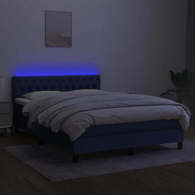 Box spring postel s matrací a LED modrá 140x200 cm textil 3133403