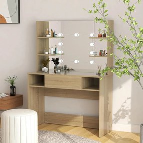 Kosmetický stolek s LED světly 100 x 40 x 135 cm MDF dub 331545