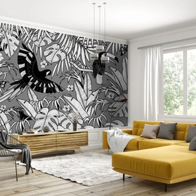 Fototapeta - Černobílá jungle (245x170 cm)