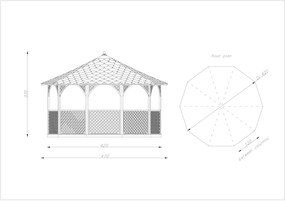 Dřevěný altán desetistranný Wagner Pavilon LUX 4,7x4,5m