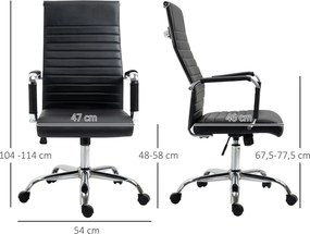 Kancelářská židle Vinsetto ergonomická manažerská židle s houpací funkcí, výškově nastavitelná, čalouněná umělou kůží a pěnou, černá | Aosom.de
