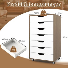Costway Pojízdný kontejner s 7 zásuvkami pojízdná kartotéka s kolečky