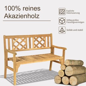 Costway Skládací zahradní lavice dřevěná zahradní nábytek, přírodní