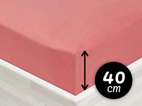 Jersey napínací prostěradlo na extra vysokou matraci JR-001 Korálové 100 x 200 - výška 40 cm