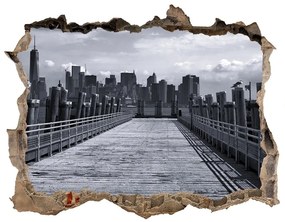 Wallmuralia Nálepka 3D díra na zeď beton New York panorama 95x64 cm
