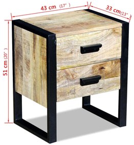vidaXL Odkládací stolek se 2 zásuvkami, masivní mangovníkové dřevo 43x33x51 cm