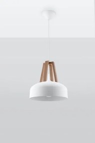 Lustr SOLLUX Casco E27 1x60W bez zdroje SL.0388 přírodní dřevo a ocel bílá