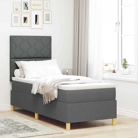 Postel s boxspringem s čelo Tmavě šedá 80 x 200 cm textil 3339652