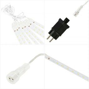 LED rampouchy 8ks - 7,2m, 288LED, IP44, studená bílá