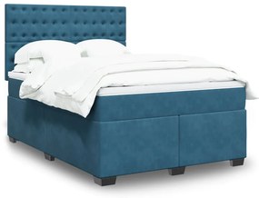 Box spring postel s matrací modrá 140 x 200 cm samet 3293246