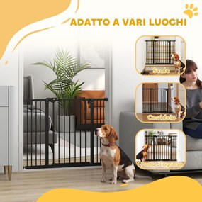 PawHut Dveře pro psy a domácí zvířata s 2 prodlouženími, nastavitelné šířky až 100 cm, s automatickým uzavřením, černé