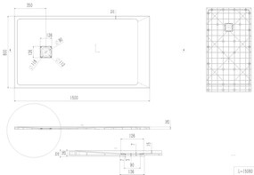 Erga Hyper, SMC sprchová vanička 150x80x2, 6 cm + sifon, šedá matná, ERG-V06-SMC-8015S-GR