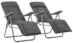 44320 vidaXL Skládací zahradní židle s poduškami 2 ks šedé