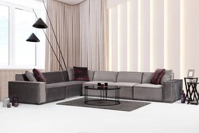 Designová rohová sedačka Valtina 388 cm šedá - levá