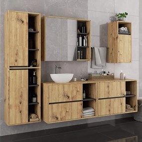 Zrkadlová skříňka VAMI W90 2D 3P LO artisan dub / grafitová