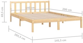 vidaXL Rám postele masivní borovice 140x200 cm přírodní