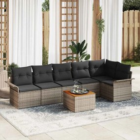 Sada zahradních pohovek 7 ks Šedá polyratan 3347335