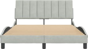 Rám postele bez matrace Hanko světle šedý 140 x 190 cm samet 3207843