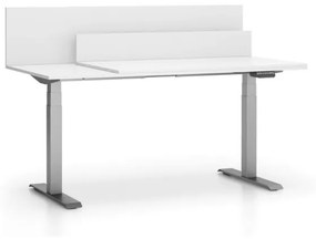 PLAN Kancelářský stůl SINGLE LAYERS, posuvná vrchní deska, s přepážkami, nastavitelné nohy, bílá