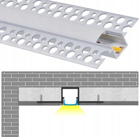 BERGE LED hliníkový profil zapuštěný 2m - sada