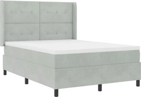 Postel s boxspringem s čelo Světle šedá 140 x 190 cm samet 3342002