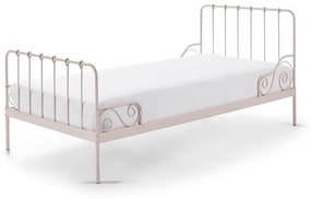 Růžová kovová dětská postel Vipack Alice, 90 x 200 cm