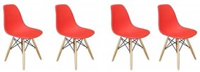 Bestent Sada červených židlí skandinávský styl CLASSIC 3 + 1 ZDARMA!