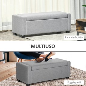 HOMCOM Úložná lavička, čalouněná lavička se skladovacím prostorem, lavička na konec postele, moderní design, plast, šedá tkanina, vícúčelová, 120x50x…