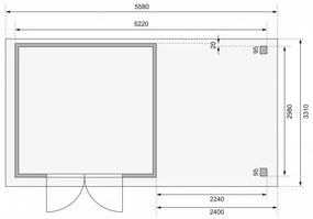 Dřevěný zahradní domek ASKOLA 6 s přístavkem 240 Lanitplast