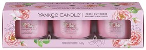 Yankee Candle Sada Votivní svíčky ve skle Fresh Cut Roses, 3 x 37 g