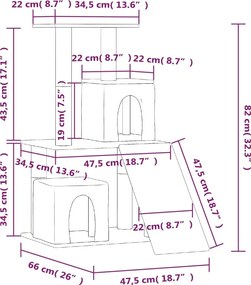 vidaXL Škrabadlo pro kočky se sisalovými sloupky 82 cm [171664] Barva: Tmavě šedá