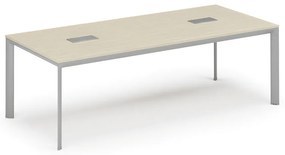 Stůl INVITATION 2400 x 1200 x 740, bílá + 2x stolní zásuvka TYP II, stříbrná
