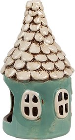 Zelený keramický svícen pohádkový domek - Ø 11*20 cm