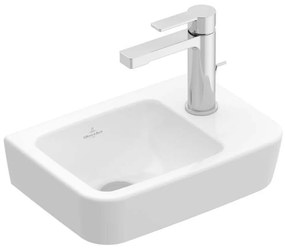 Villeroy & Boch O.novo - Umývátko Compact 36x25 cm, bez přepadu, 1 otvor pro baterii vpravo, CeramicPlus, alpská bílá 434337R1