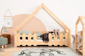 Domečková patrová dětská postel z masivního dřeva 90x200 cm v přírodní barvě Mila DMP Rozměr: 90x200 cm