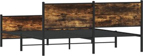 Kovový rám postele bez matrace kouřový dub 193 x 203 cm 3301357