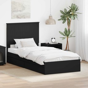 Postel s úložným prostorem Černá 90 x 190 cm Kompozitní dřevo 3411251