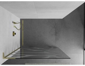 Mexen Kioto L, sprchová zástěna Walk-In 90 x 200 cm, 8mm čiré sklo bílý vzor, ​​zlatý matný profil, 800-090-103-55-97