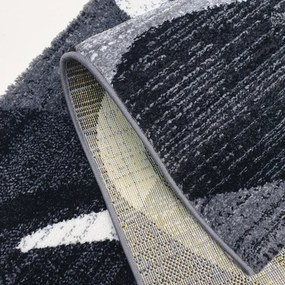 Spoltex, Kusový koberec Florida New 308-72 grey/black, 120x170, šedá, chodba / předsíň