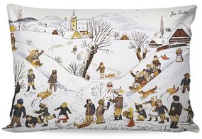 Povlak na polštářek JOSEF LADA Dětské hry v zimě 33 x 50 cm