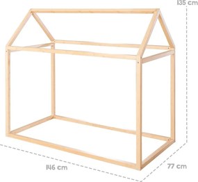 Bambusová domečková dětská postel s matrací/bez roštu 70x140 cm v přírodní barvě House Bed – Roba