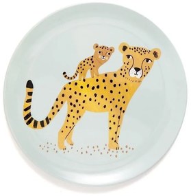 PETIT MONKEY Dětský melaminový talíř Leopard Aqua, multi barva, melamin