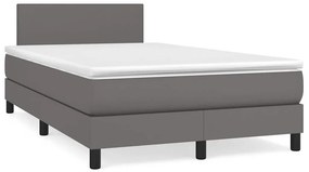 Box spring postel s matrací a LED šedá 120 x 190 cm umělá kůže 3270127