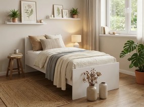 Postel ELISA 90 x 200 cm, bílá Matrace: Matrace Deluxe 10 cm, Rošt: S laťkovým roštem